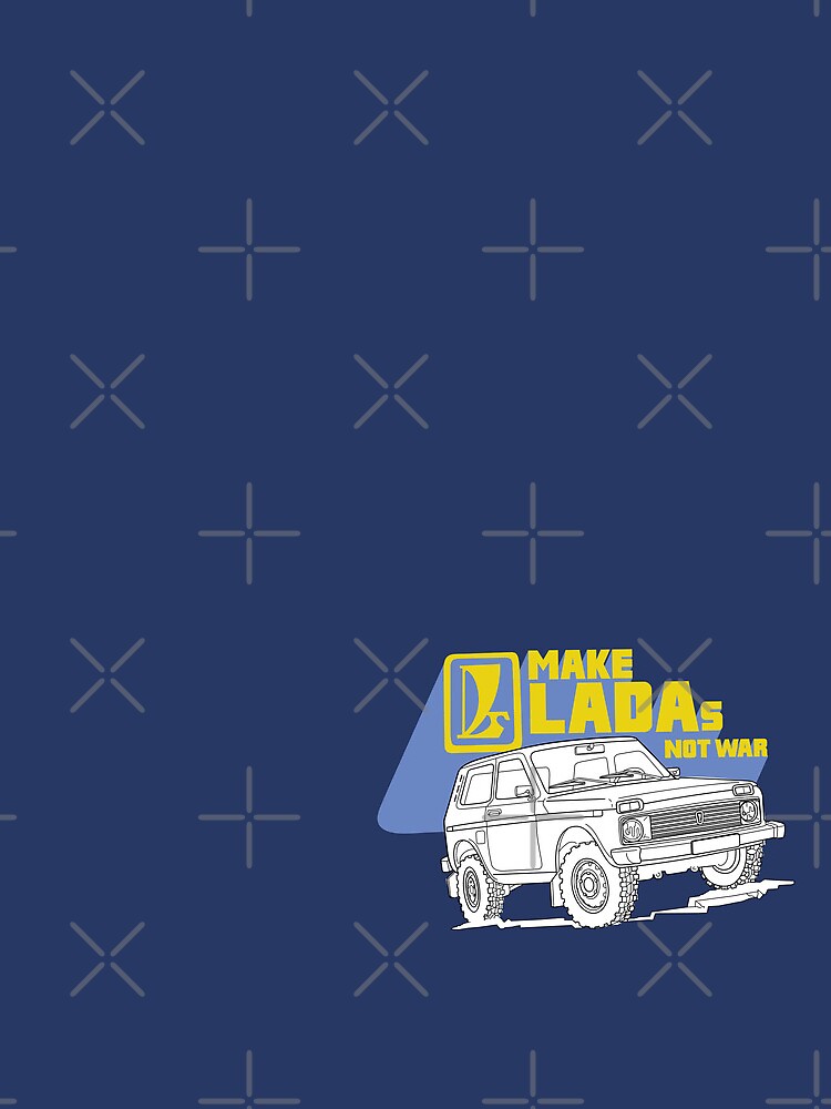 "Make Ladas Not War full blue anti-war sticker based on a classic decal ...
