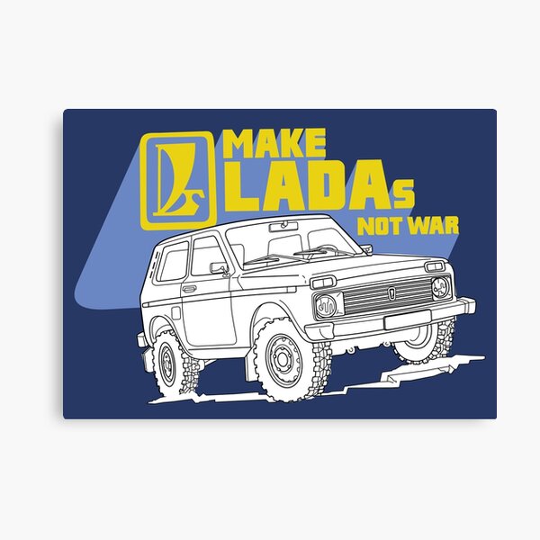 "Make Ladas Not War full blue anti-war sticker based on a classic decal ...