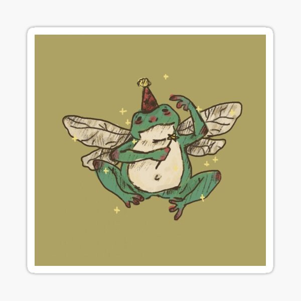"aesthetic green cottage core frog sticker and pin" Sticker for Sale by ...