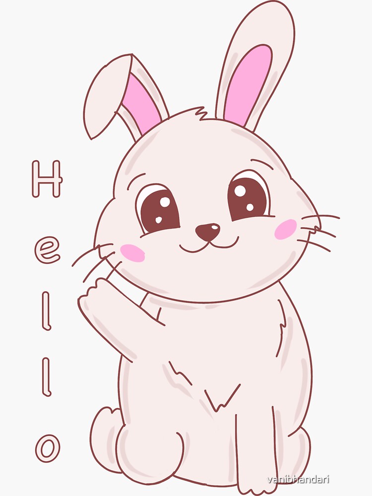 "Hello bunny" Sticker for Sale by vanibhandari | Redbubble