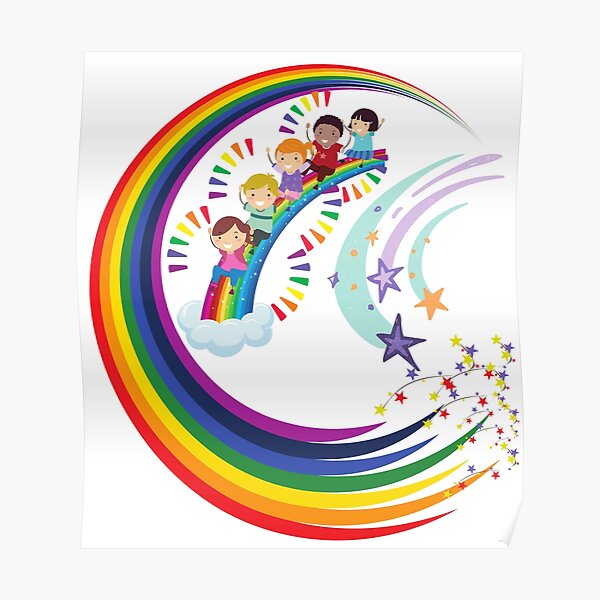 "Happy rainbow happy children " Poster for Sale by Coollight | Redbubble