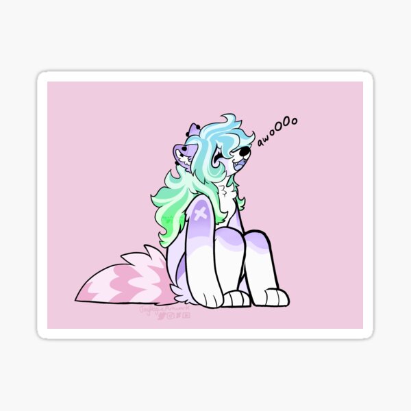 "Awoo - Crystal the happy wolf girl" Sticker for Sale by ...