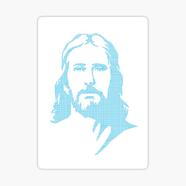 "Jesus Portrait With Blue Hearts - Jesus Face" Sticker for Sale by ...