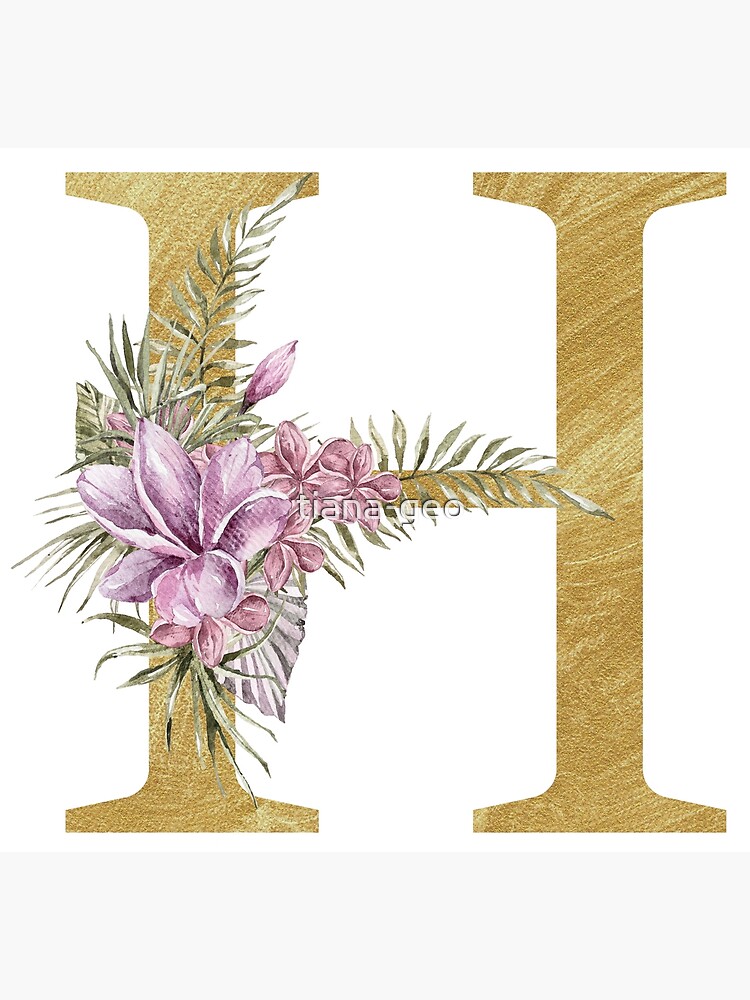 "Watercolor floral H letter monogram print" Poster for Sale by tiana ...
