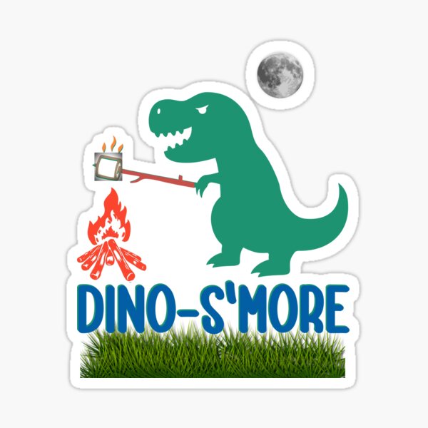 "Dino-Smore Dinosaur Making Smores By Moon" Sticker for Sale by starlit ...