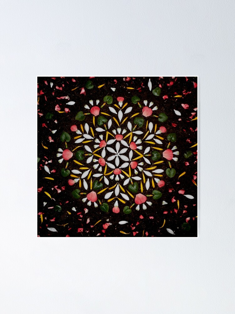 "Snowdrops & Carnation Full Moon Flower Mandala" Poster for Sale by ...