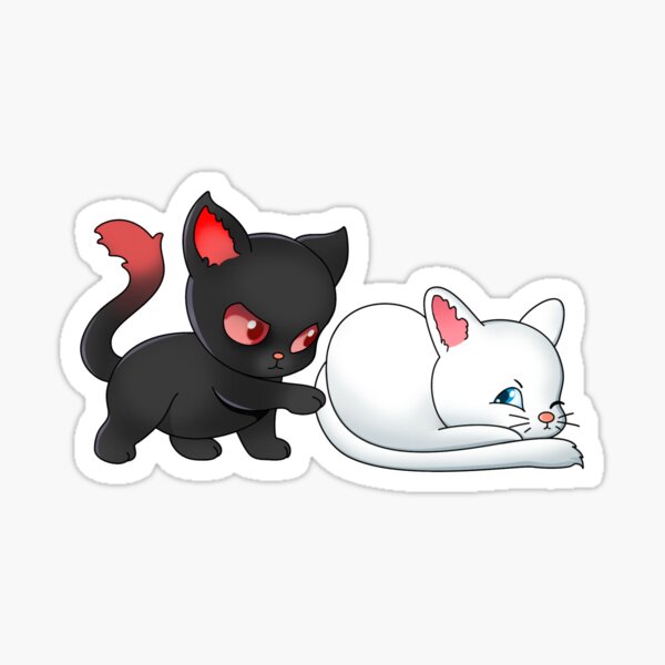 "Bad Kitty Meets Lazy Kitty" Sticker for Sale by EllyMellow | Redbubble