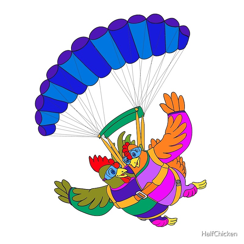 "Half chicken skydiving" by HalfChicken | Redbubble