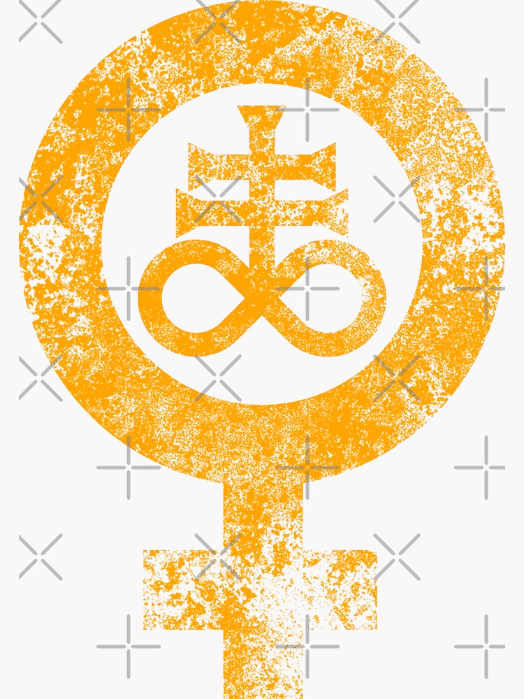 "Feminist Leviathan Cross--Orange-Antiqued" Sticker for Sale by ...