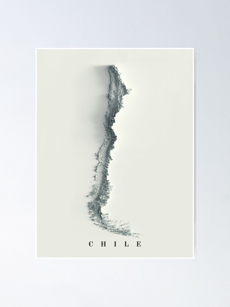 "Chile Relief Map 3D digitally-rendered" Poster for Sale by ...