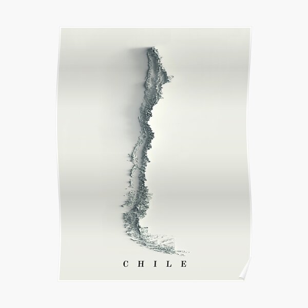 "Chile Relief Map 3D digitally-rendered" Poster for Sale by ...
