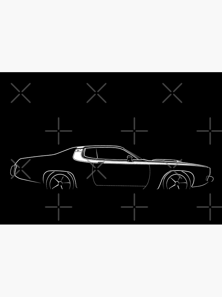 "1974 Plymouth Roadrunner - profile stencil, white" Art Print for Sale ...