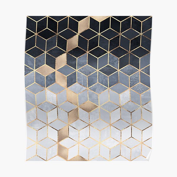 "Soft Blue Gradient Cubes" Poster by foto-ella | Redbubble