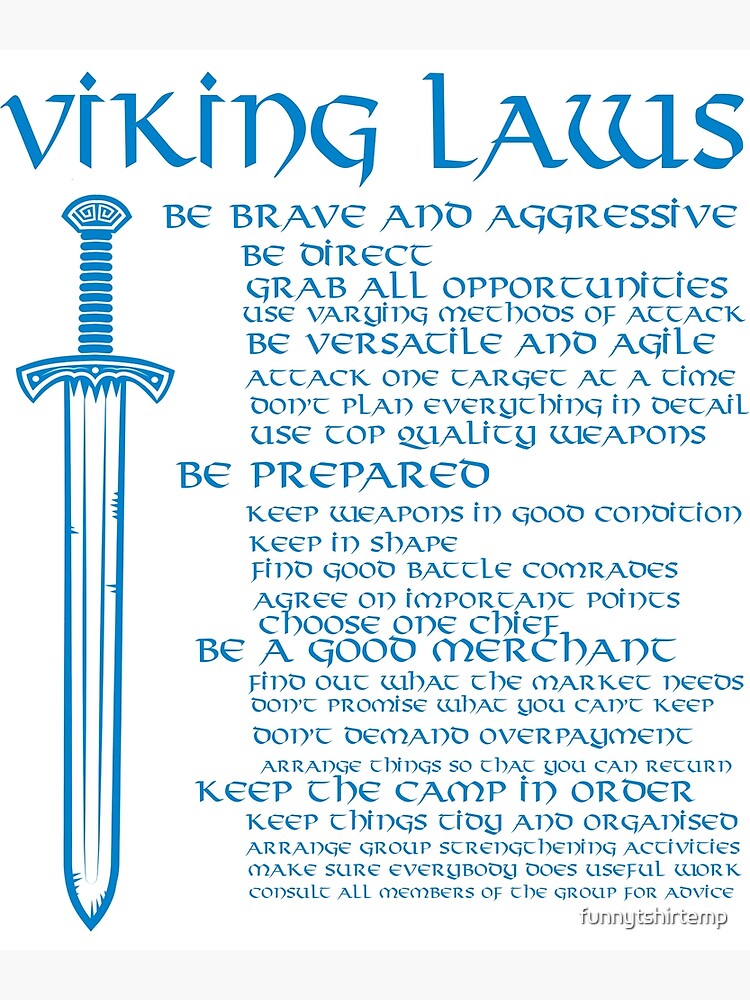 "Viking Laws Scandinavian Warriors Sword Blue " Poster for Sale by ...