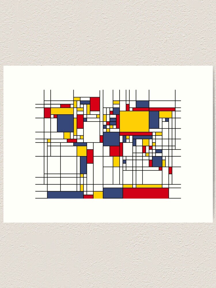 "Map of the World Map in the style of Piet Mondrian, Art Print (202 ...