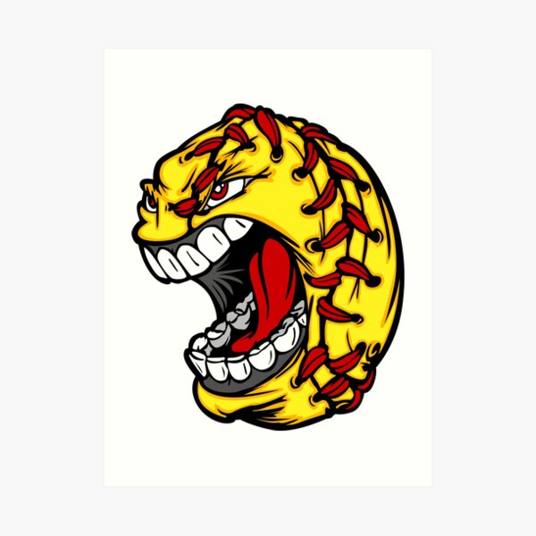 "Cartoon Fastpitch Softball with Screaming Face" Art Print by ...