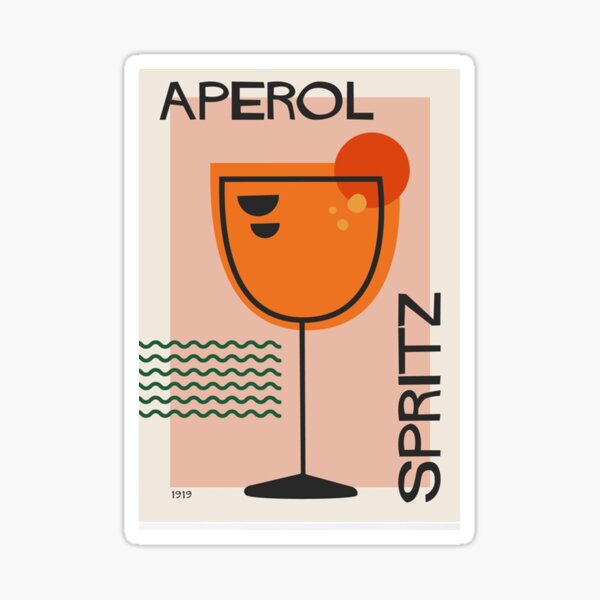 "Aperol Spritz Cocktail Mid Century Modern" Sticker for Sale by ...