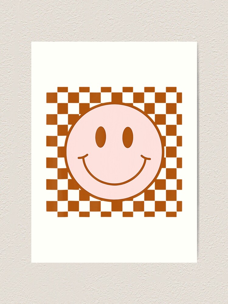 "Checkered Pattern Smiley Face Retro Smile Face" Art Print for Sale by ...