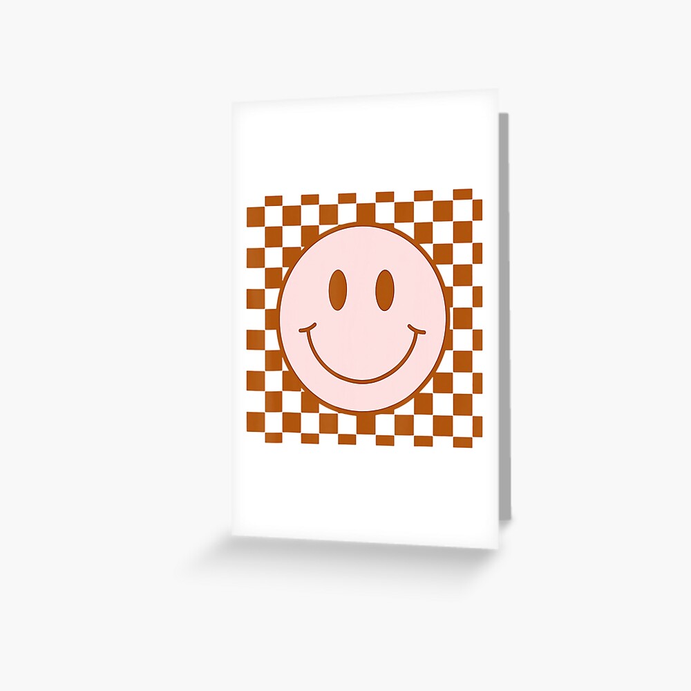 "Checkered Pattern Smiley Face Retro Smile Face" Greeting Card for Sale ...