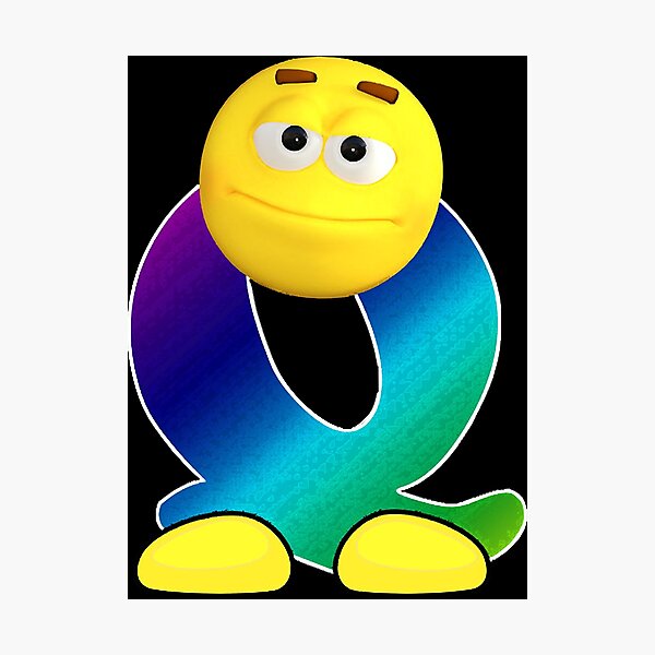 Lámina fotográfica «Letra Q Alfabeto Smiley Monogram Face Emoji Camisa ...