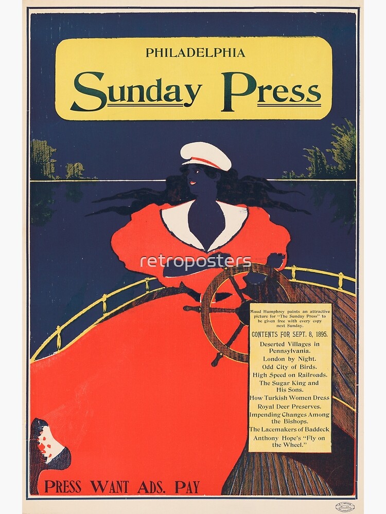 "Philadelphia SUNDAY PRESS September 1895 American Newspaper ...