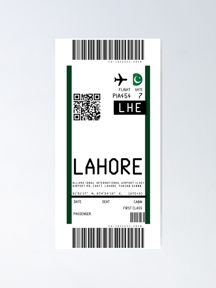 "Lahore Allama Iqbal International Airport (LHE) Boarding Pass ...
