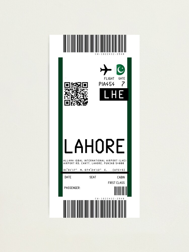 "Lahore Allama Iqbal International Airport (LHE) Boarding Pass ...