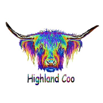 "Rainbow Highland Coo" Sticker for Sale by glenshee | Redbubble