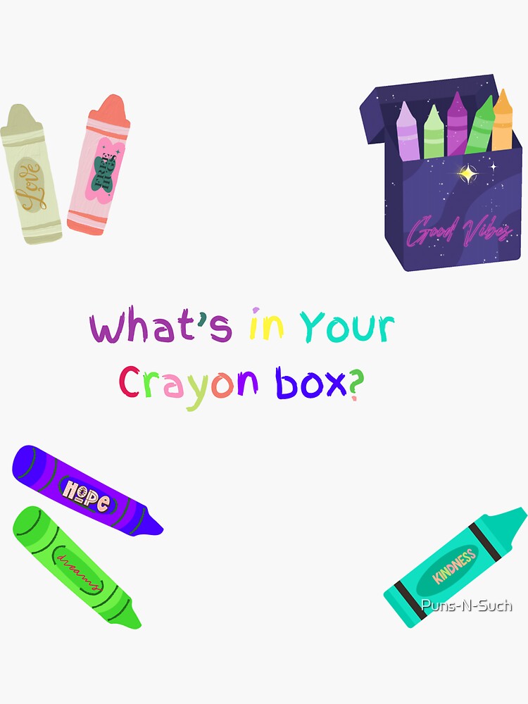 "Crayon Box " Sticker for Sale by Puns-N-Such | Redbubble