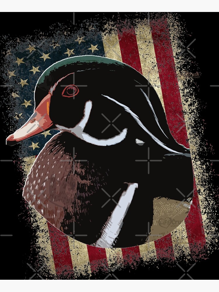 "Wood Duck American Flag Design for Patriotic Duck Hunters" Poster for ...