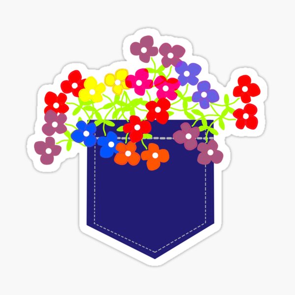 "Pocket full of posies denim pocket design with colorful flowers ...