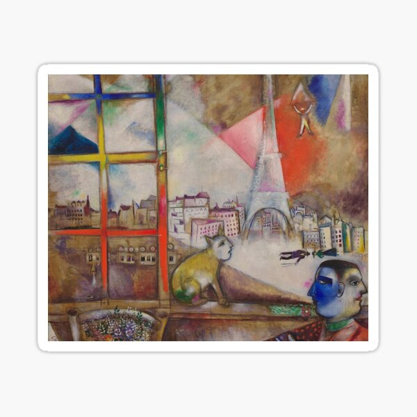 "Paris through the window art of marc chagall classic artwork " Sticker ...