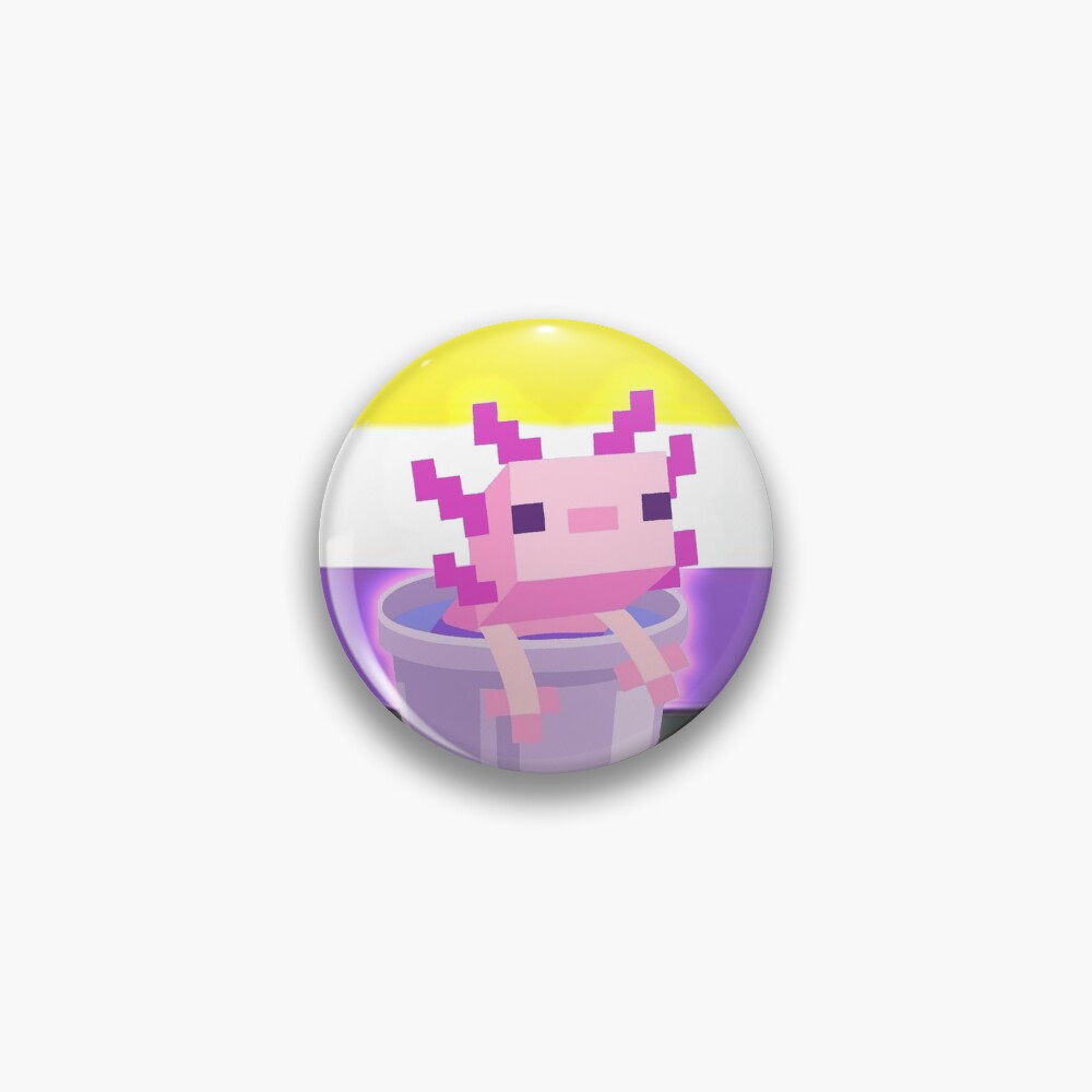 "Minecraft Axolotl LGBT Sticker LGBTQ: Non-Binary Flag" Pin for Sale by ...