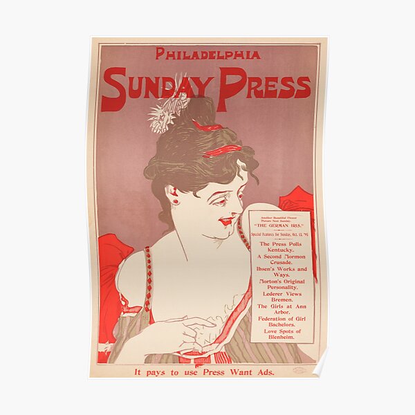 "PHILADELPHIA SUNDAY PRESS 1895 Old American Newspaper Publication ...