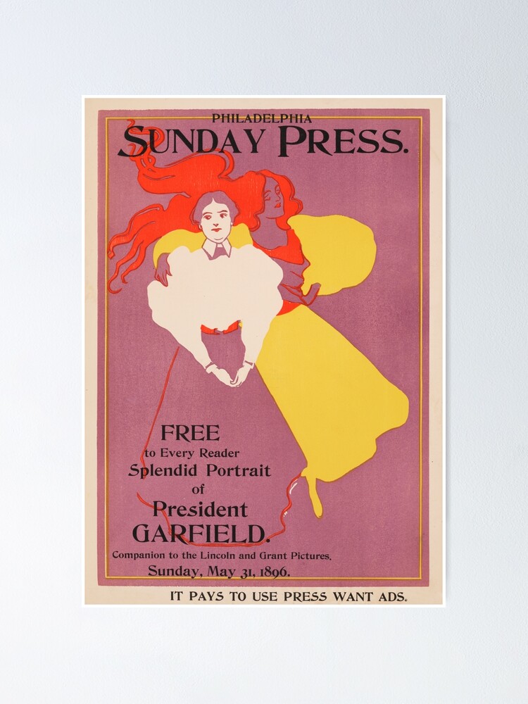 "American Magazine PHILADELPHIA SUNDAY PRESS 1896 Vintage Poster by ...