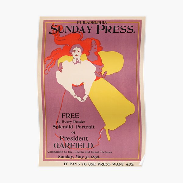"American Magazine PHILADELPHIA SUNDAY PRESS 1896 Vintage Poster by ...
