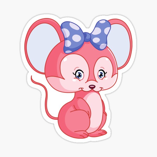"Cute pink little mouse " Sticker for Sale by SweetKidsDesign | Redbubble