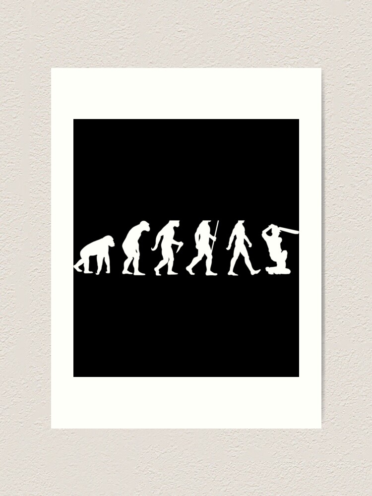 "Human Evolution Walk Monkey To Cricket Player Sticker" Art Print for ...