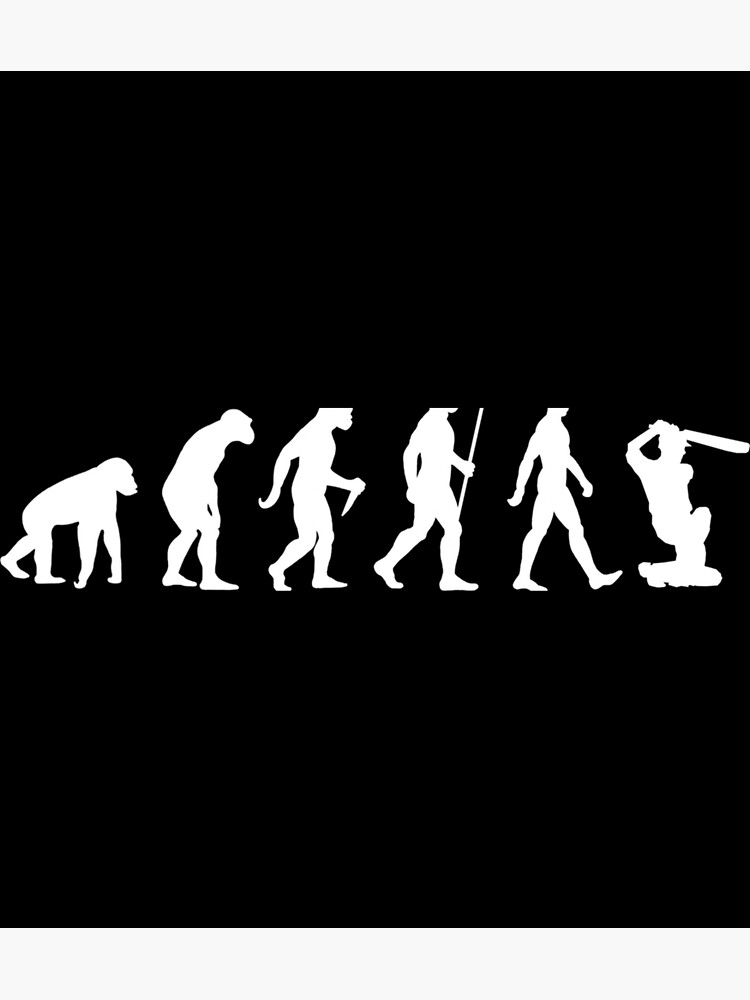 "Human Evolution Walk Monkey To Cricket Player Sticker" Art Print for ...