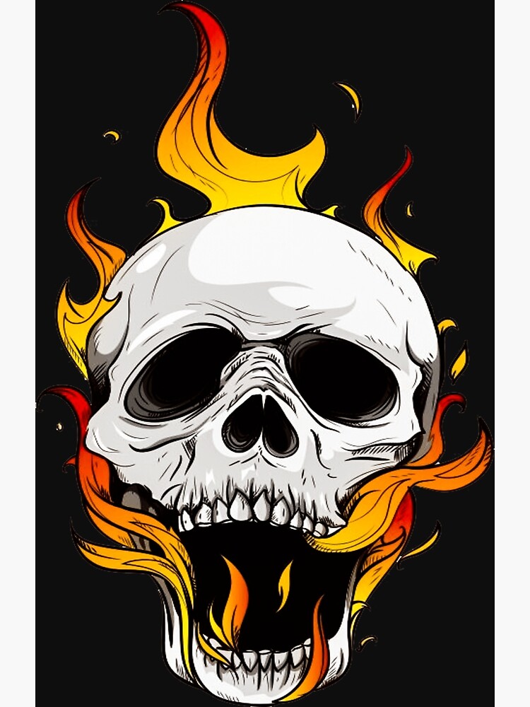 "skull fire open mouth art white and yellow and red skull fire skull ...