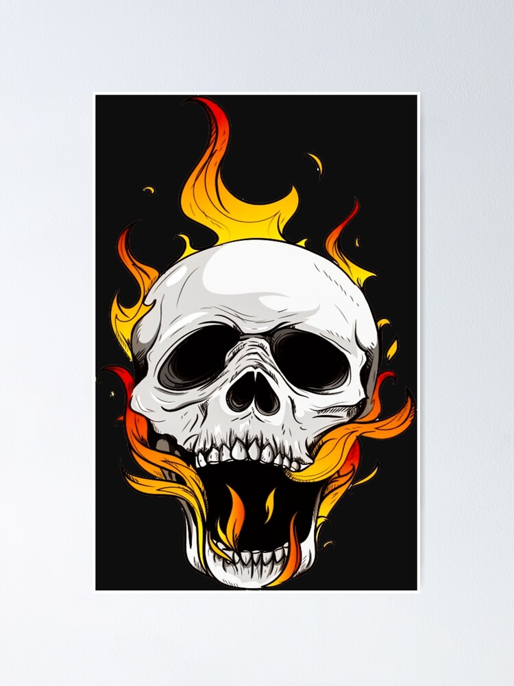 "skull fire open mouth art white and yellow and red skull fire skull ...