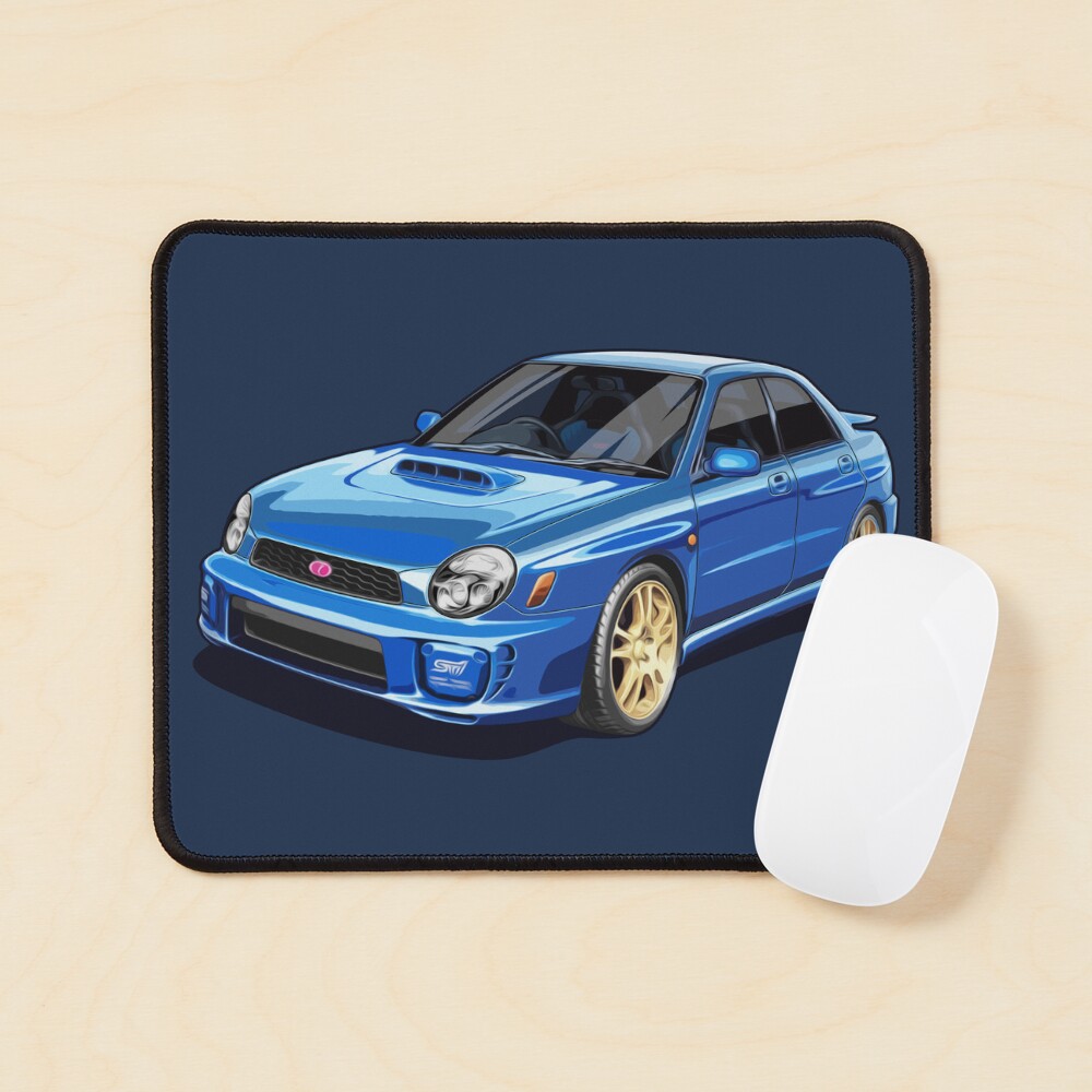 "Illustration Subaru Subie Impreza WRX STI 2000 classic blue bugeye ...