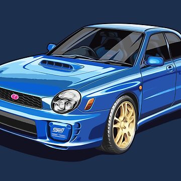 "Illustration Subaru Subie Impreza WRX STI 2000 classic blue bugeye ...