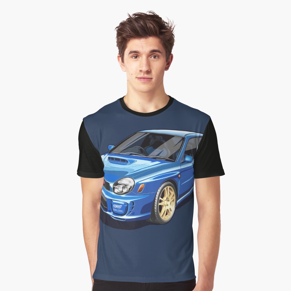 "Illustration Subaru Subie Impreza WRX STI 2000 classic blue bugeye ...
