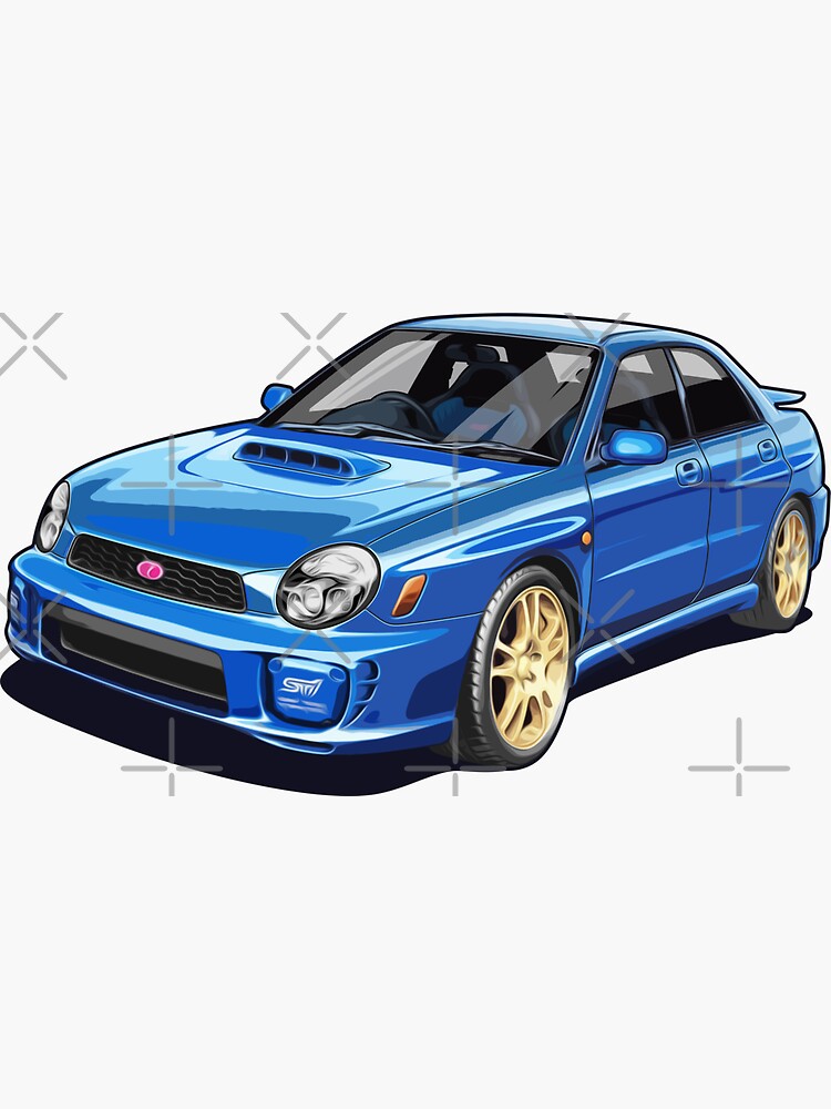 "Illustration Subaru Subie Impreza WRX STI 2000 classic blue bugeye ...