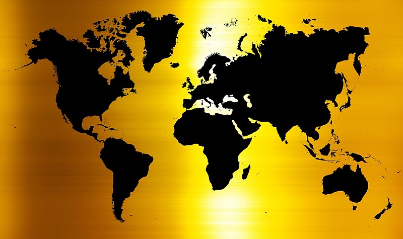 "Gold And Black Map of The World - World Map for your walls" by ...