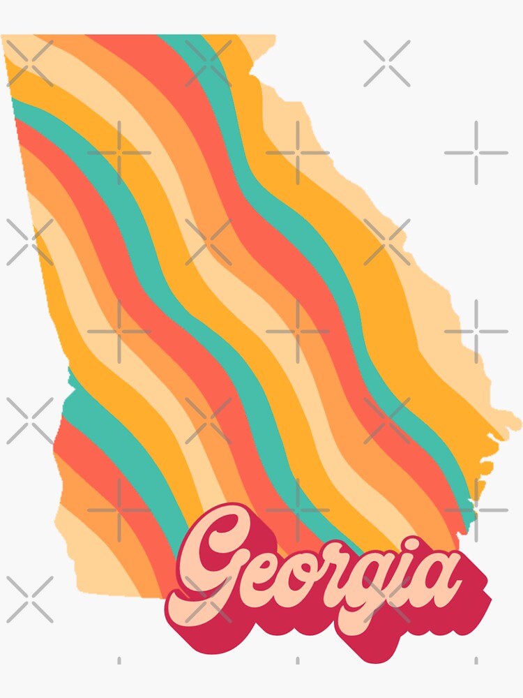 "Retro Georgia State Outline" Sticker for Sale by ecoastapparel | Redbubble