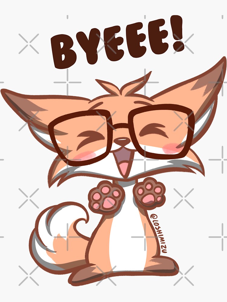"Cute Nerd Fox bye paws" Sticker for Sale by LoShimizu | Redbubble