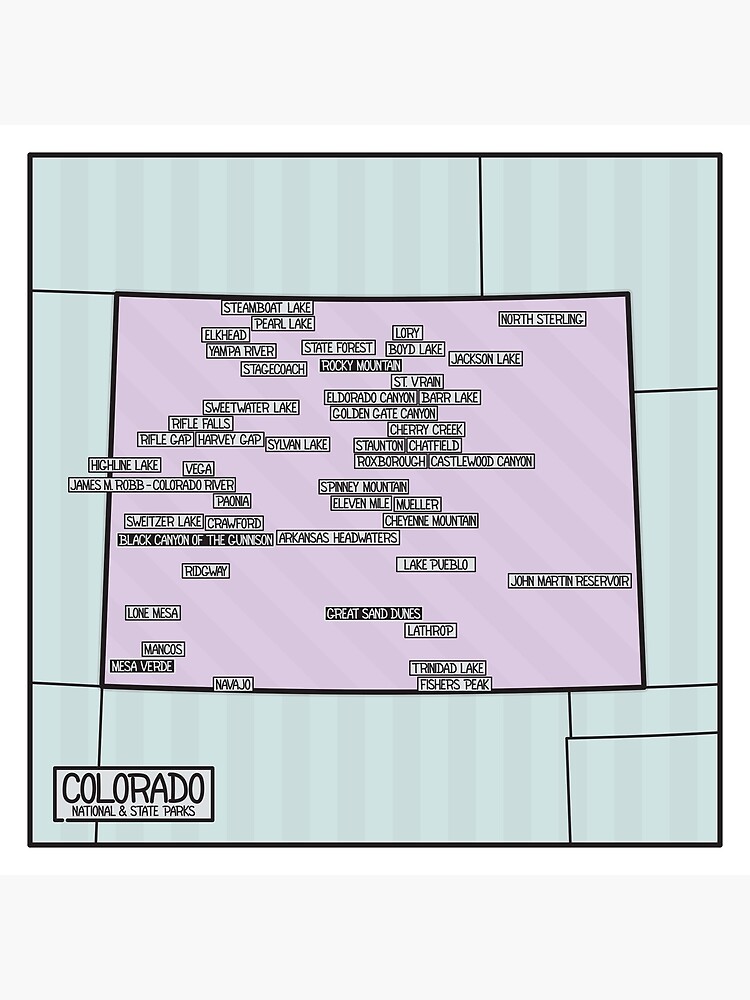 "Colorado National and State Parks Map" Art Print for Sale by ...