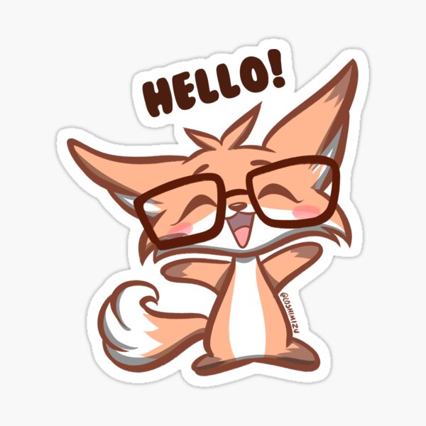 "Cute Nerd Fox hello" Sticker for Sale by LoShimizu | Redbubble